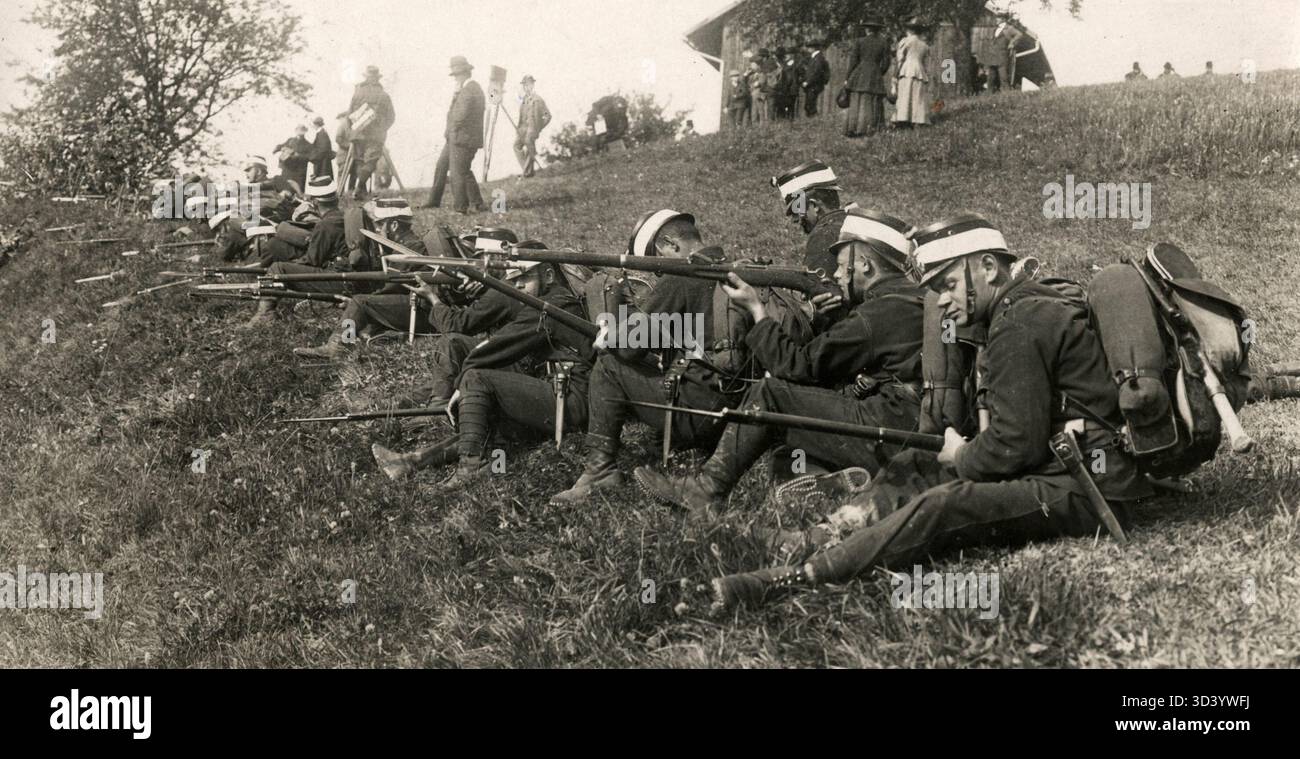 Swedish soldiers participated in a shooting exercise with their rifles ...