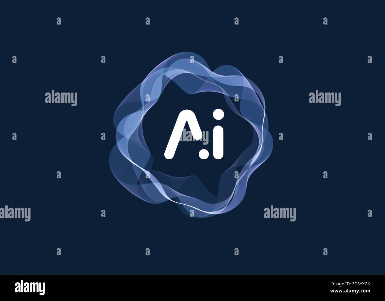 AI Cloud Circle Wave Logo Concept, Artificial Intelligence Abstract ...