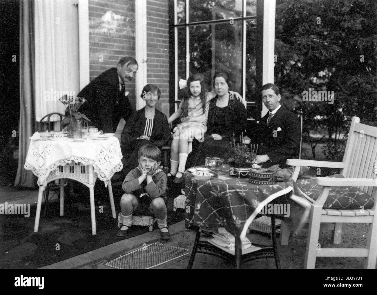 A family portrait taken in 1927 on the veranda of Parkhill, Zeist ...