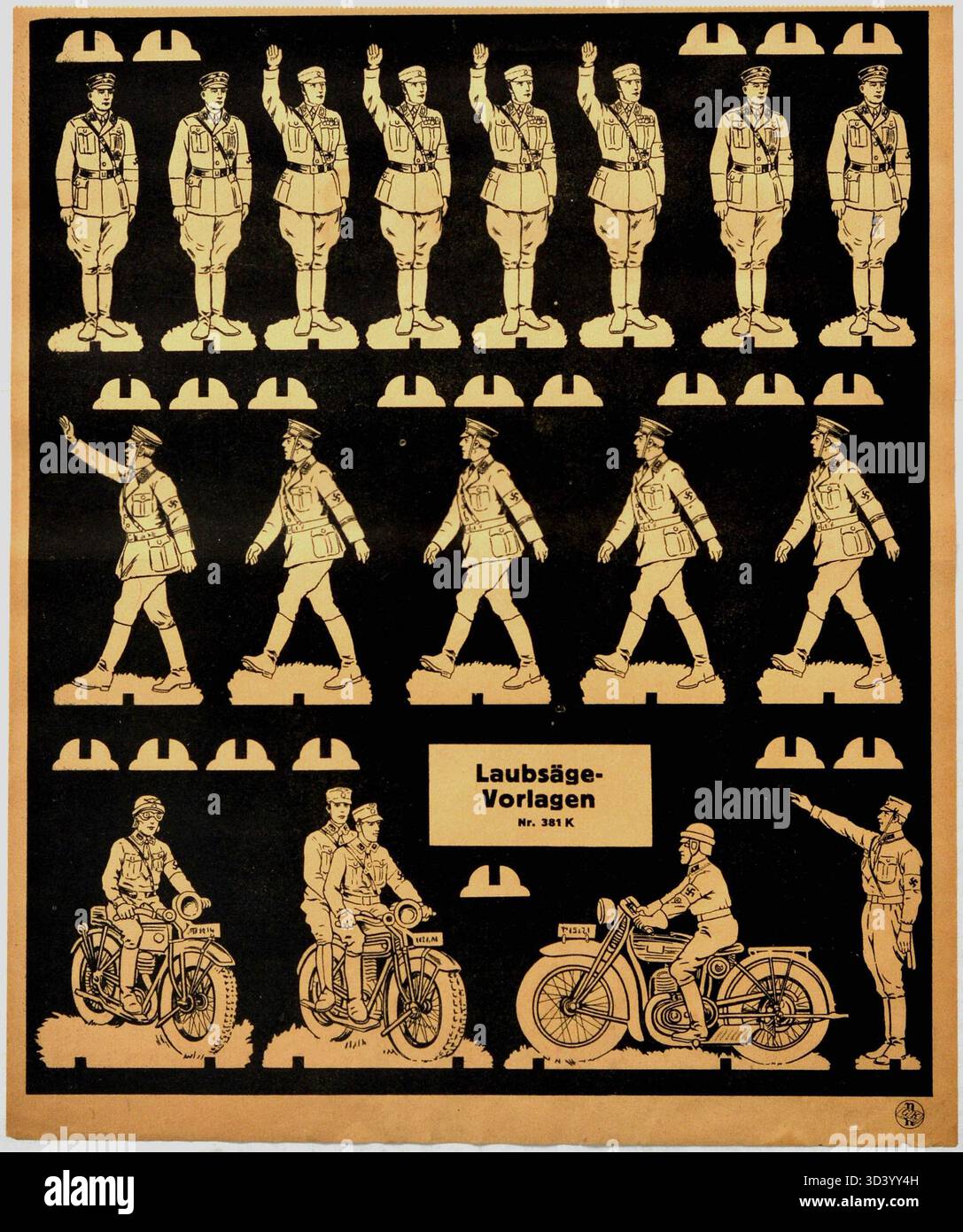 Fretsaw templates from the 1930s, featuring cut-out figures of Nazi ...