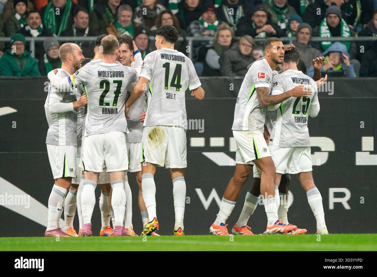 Goal [goal] for 0:1 Mattias Svanberg (Wolfsburg, #32) celebrates ...
