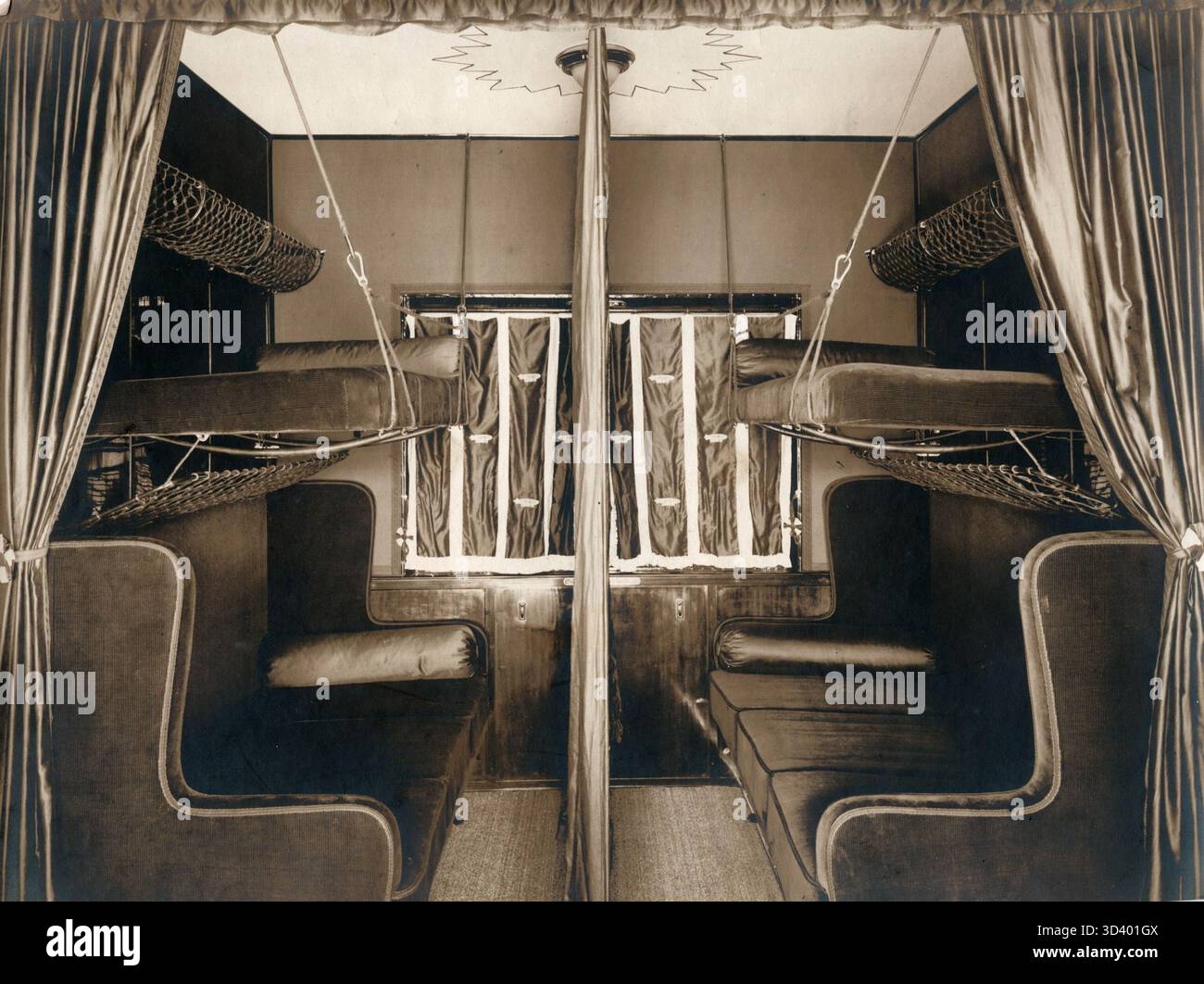 The interior of the ZR III airship, built by Zeppelin in 1924, shows ...