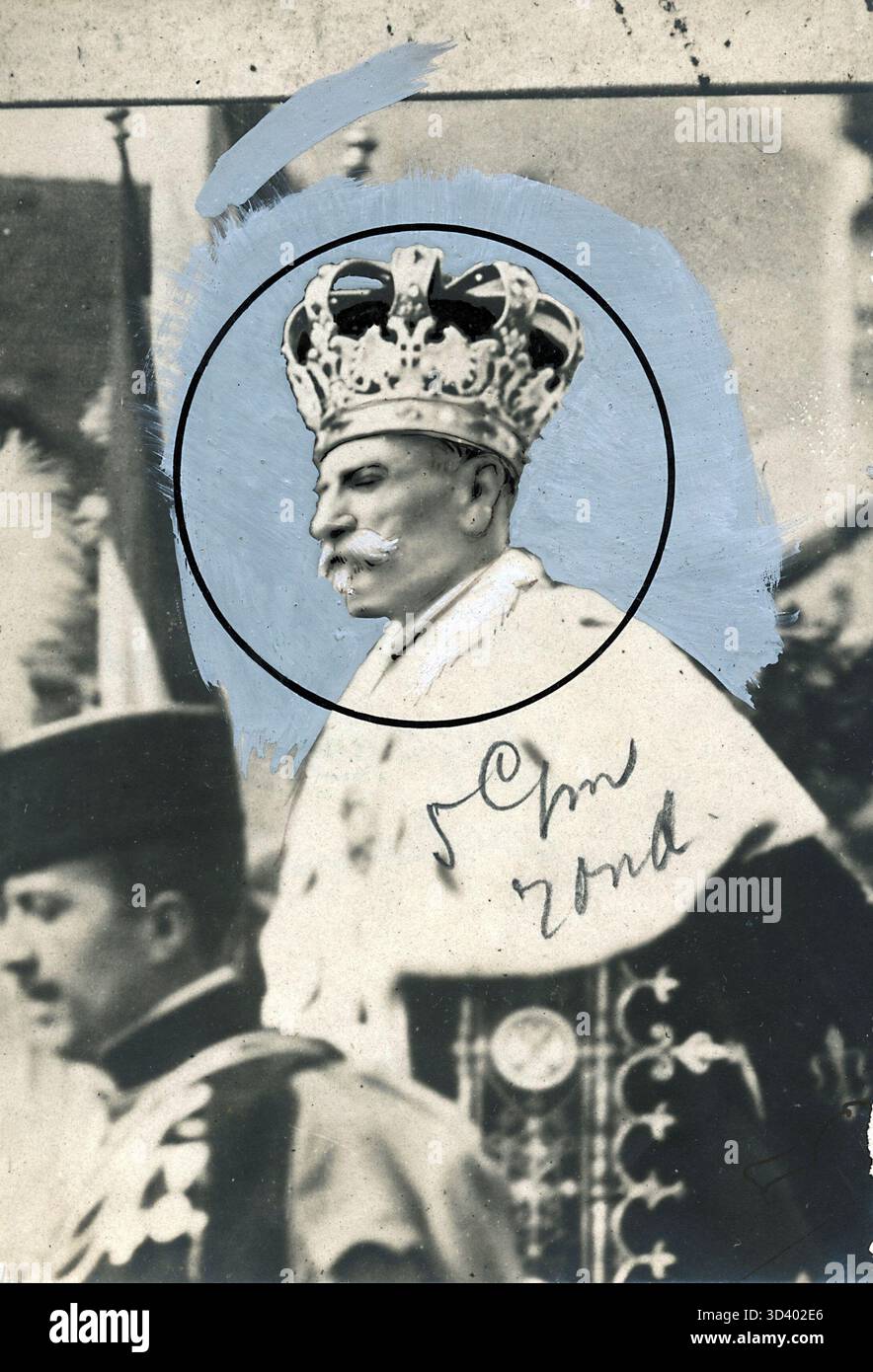 King Peter of Serbia, born in 1844, is shown in 1921 wearing a crown ...