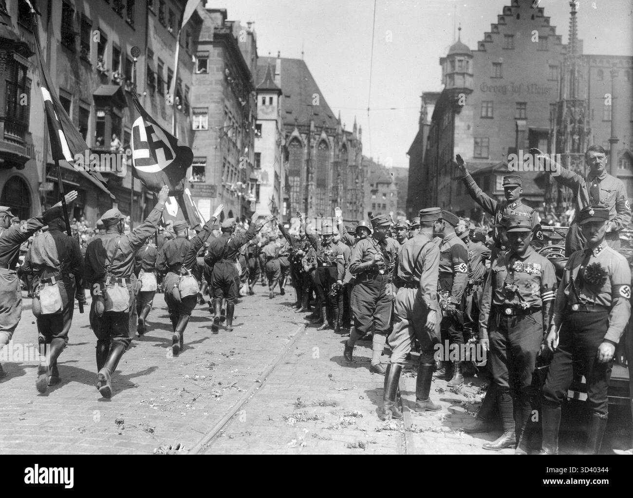 The Nazi Party rally in Nuremberg, 1929, featuring Adolf Hitler, Franz ...