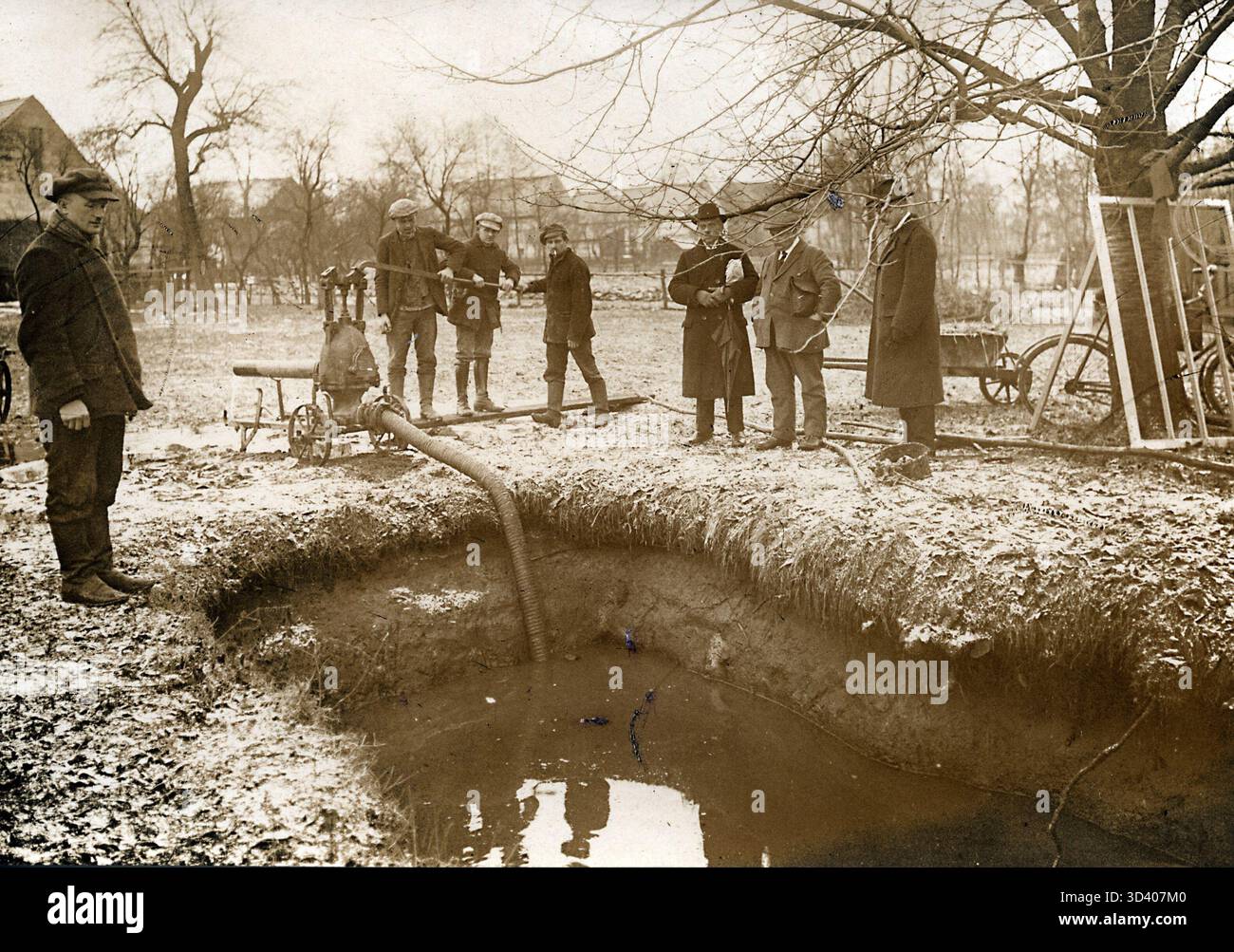 The drained ditch near Karl Denke's house in Münsterberg, Germany ...