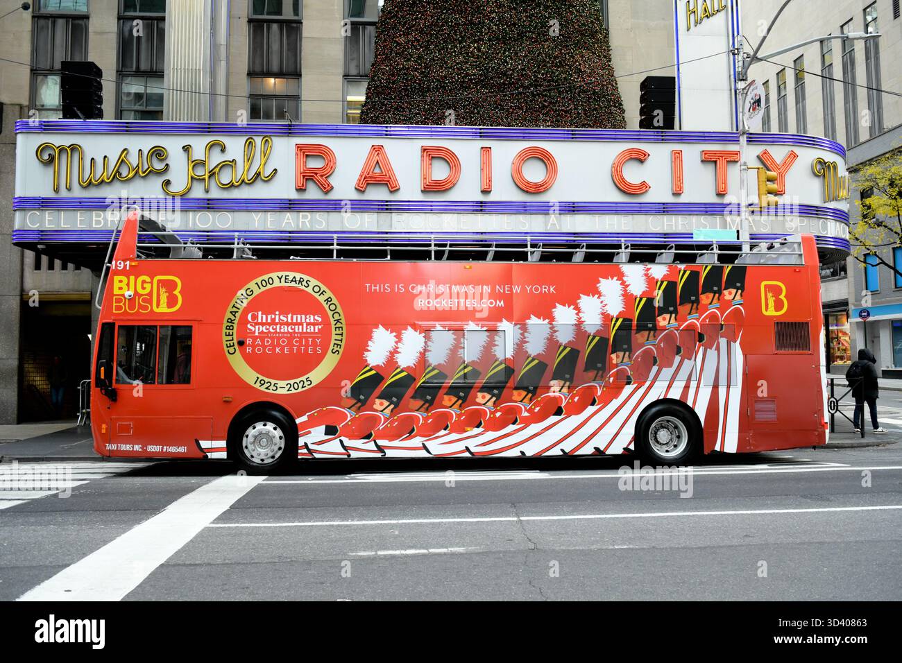 A view of the VIP bus and Radio City Music Hall marquee during the ...