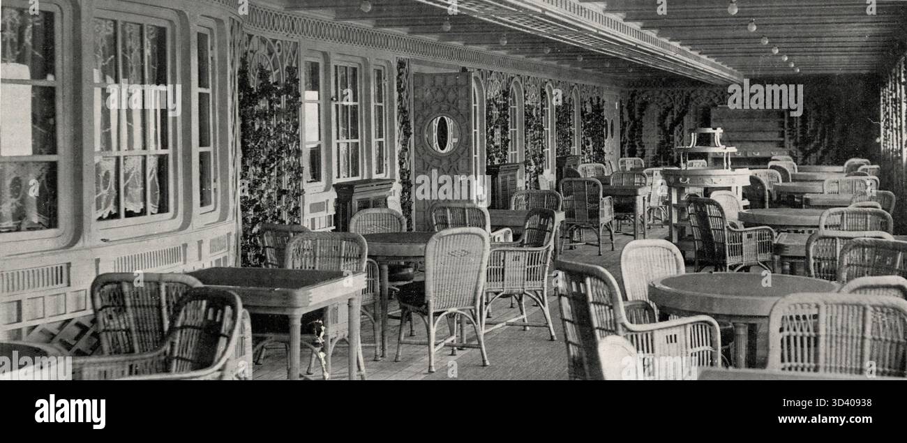 This photograph, taken in 1912, shows the Parisian salon aboard the RMS ...