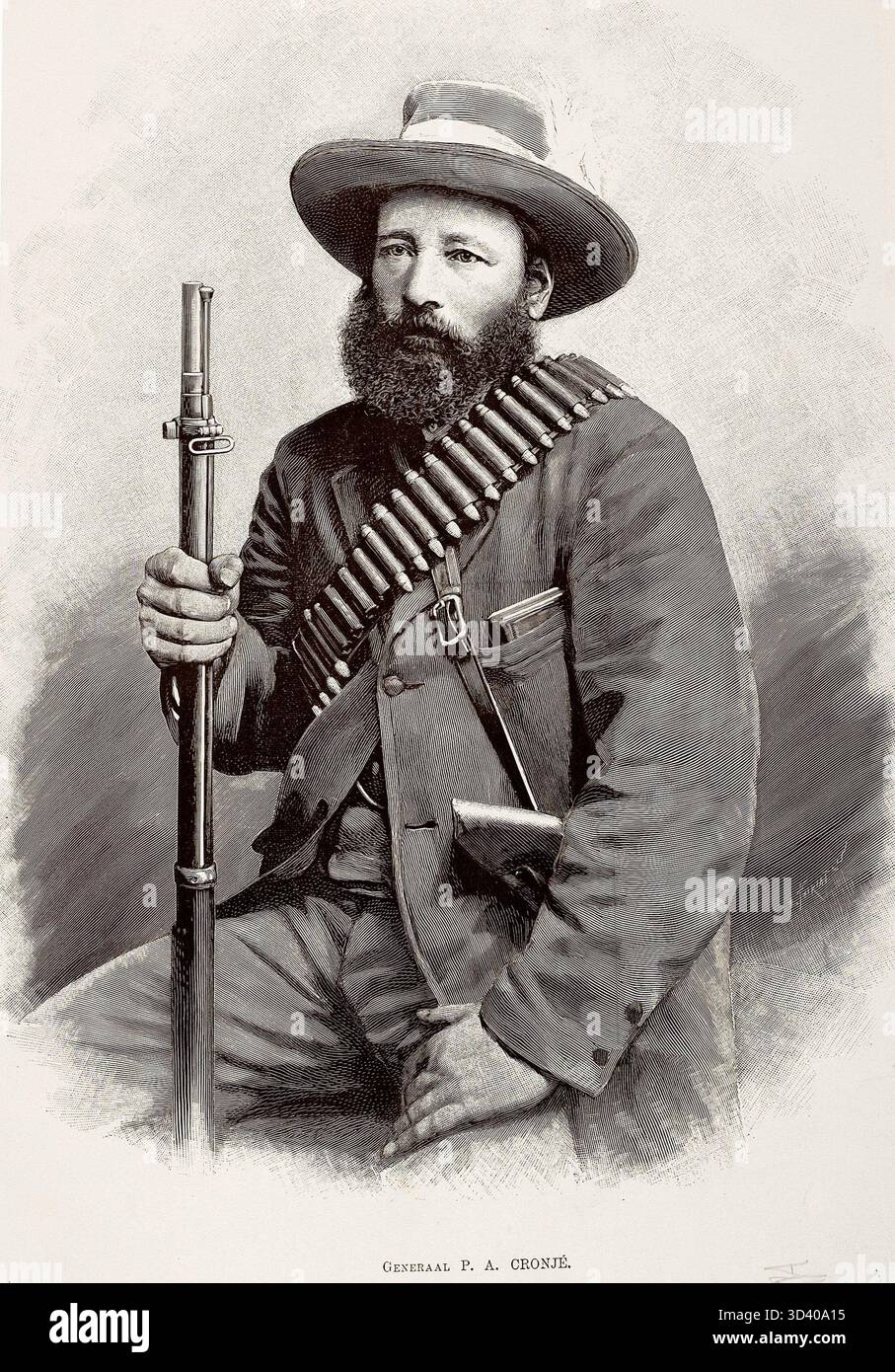 A 1900 photo of General Piet Arnoldus Cronje of South Africa, holding a ...