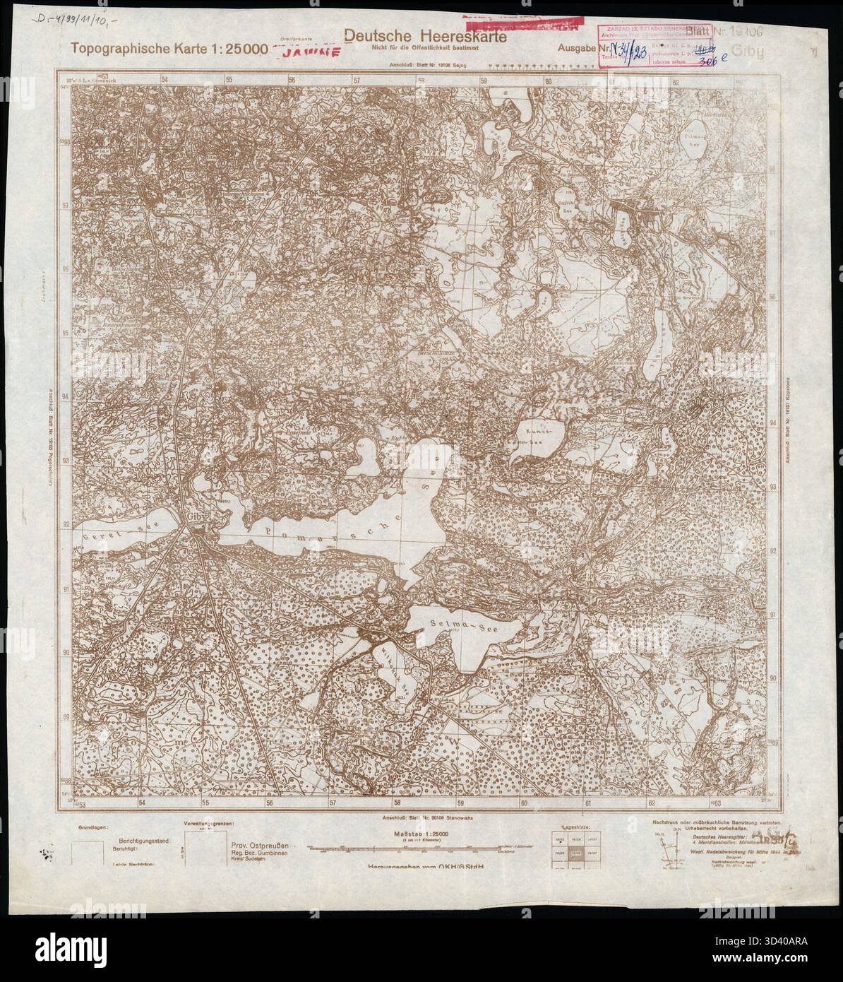 A map from 1944 of the Giby region, created by the Royal Prussian ...
