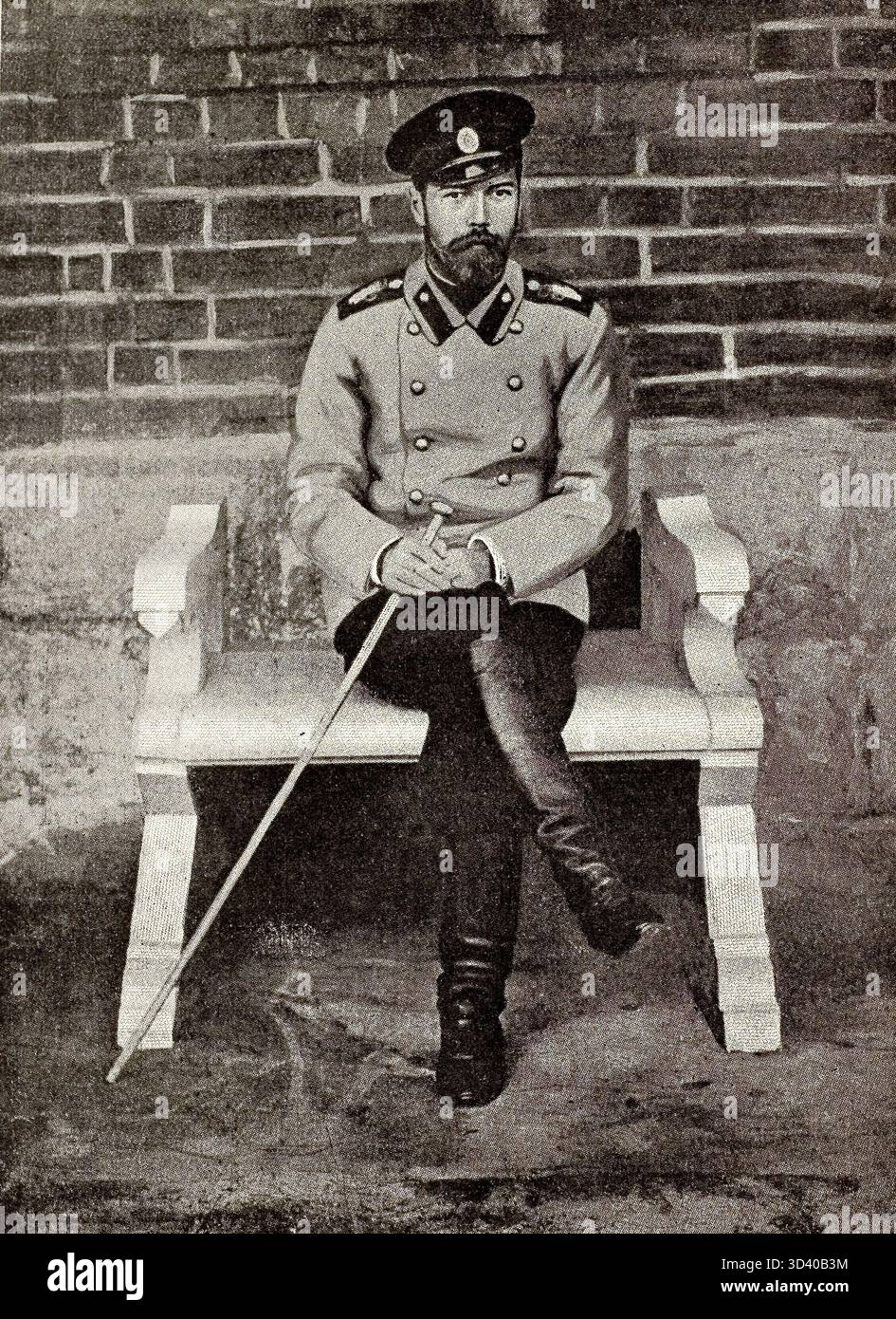 Tsar Nicholas II of Russia, from the Romanov dynasty, is seated on a ...