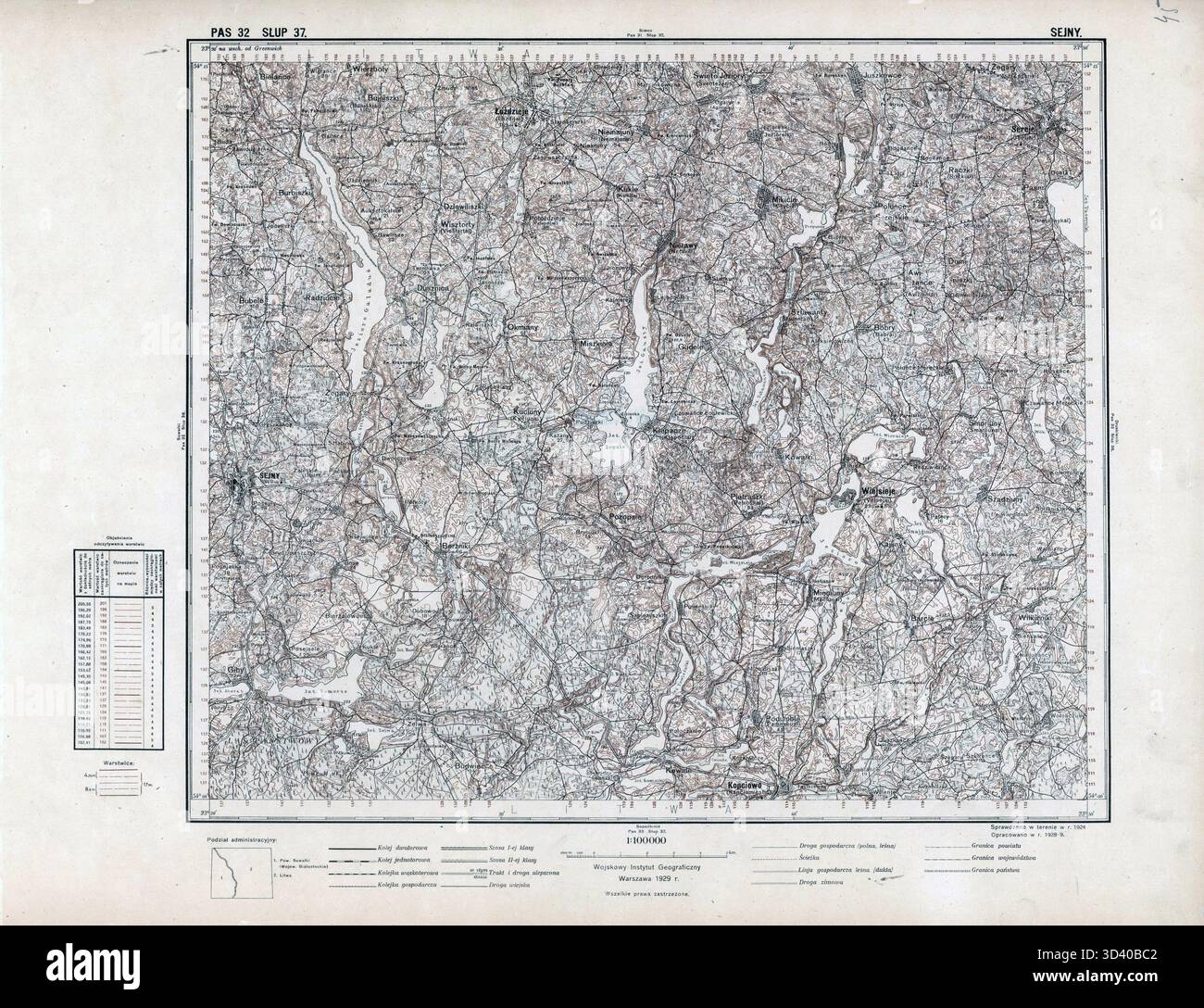 Map of Sejny, created by the Polish Institute of Military Geography ...