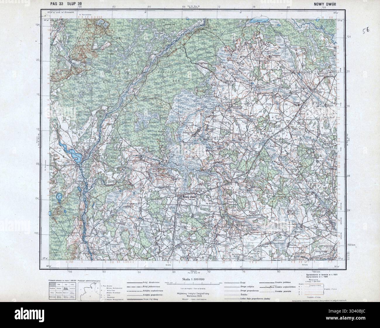 Map of Nowy Dwor, created by the Polish Institute of Military Geography ...
