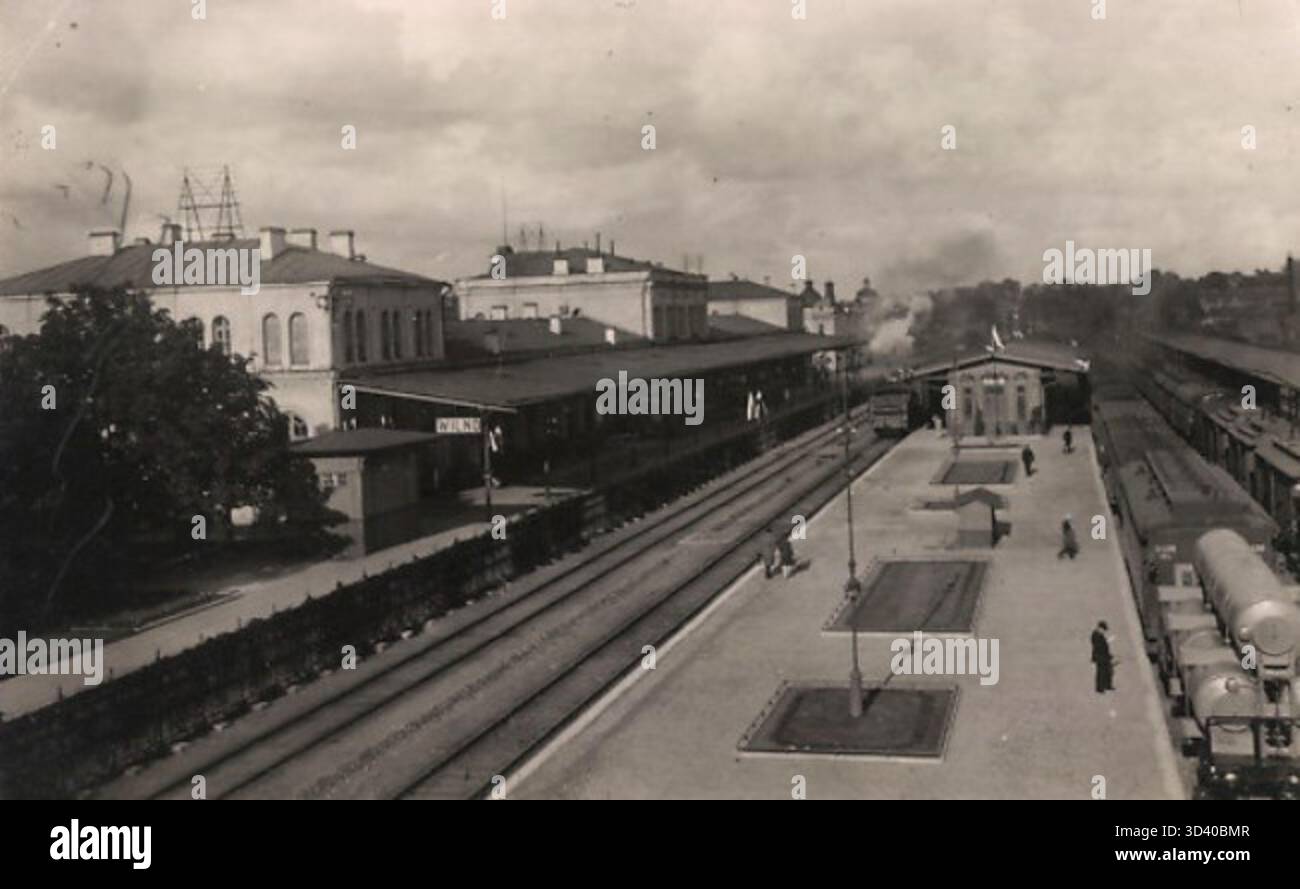 This 1930s photograph shows Vilnius train station during the interwar ...