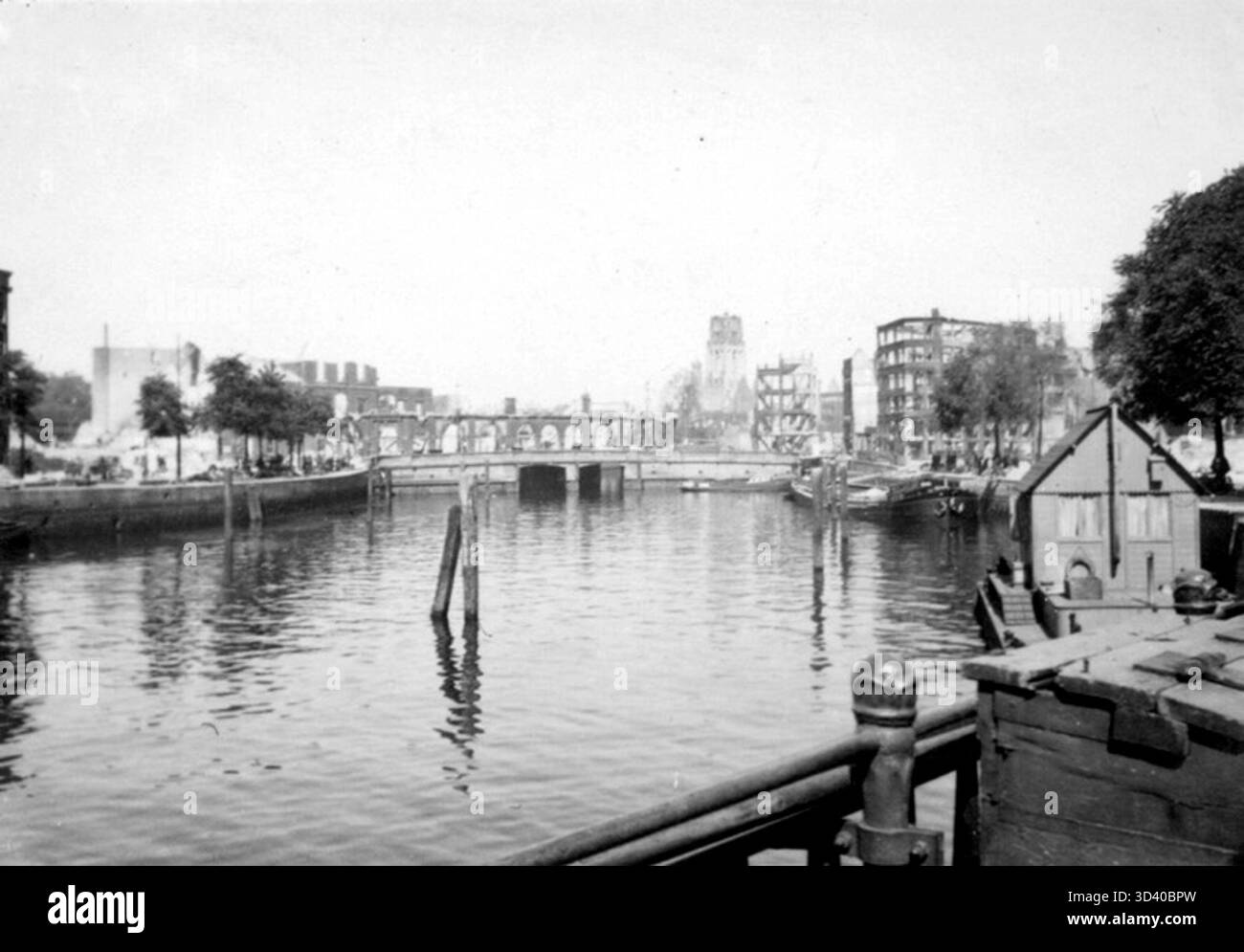Remnants of buildings from the German bombing on May 14, 1940, show the ...