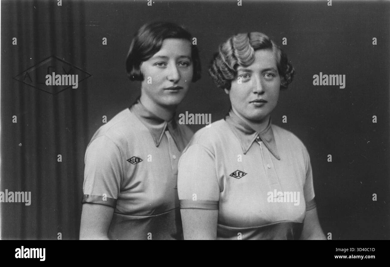 Mien van Bree (left) with her friend Maria Gaudens, 1935, showcasing ...