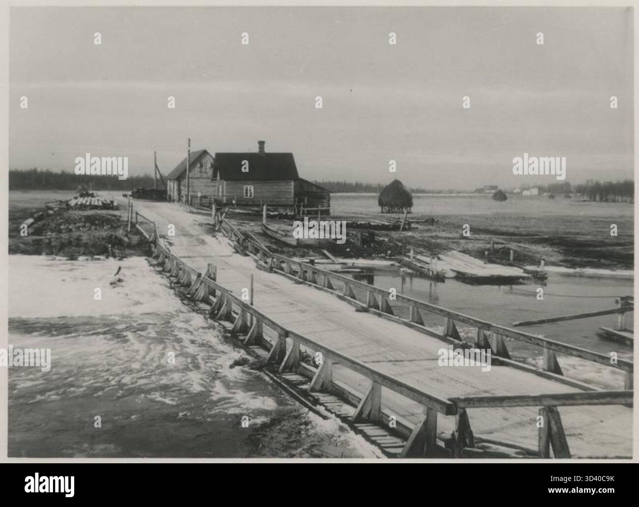 A photo of the Kärevere wooden bridge in Estonia, taken in 1936. This ...