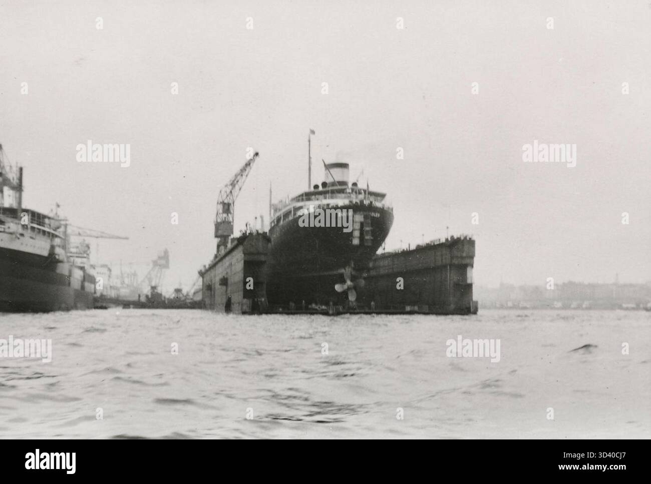 The Tanker Julius Schindler, photographed in the 1950s, is docked at ...