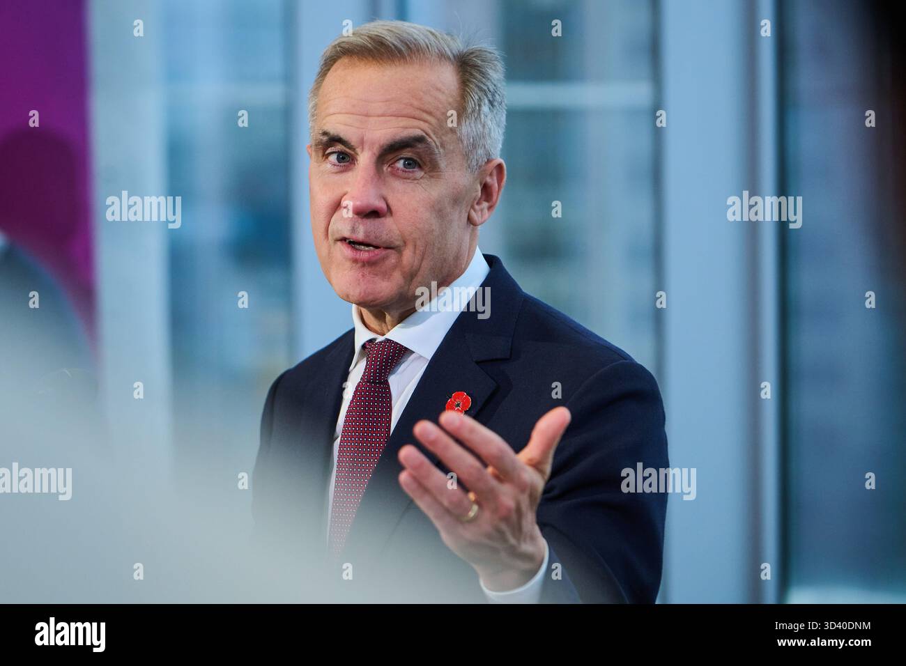 Toronto, Canada. 07th Nov, 2025. Prime Minister Mark Carney speaks at the Vector artificial ...