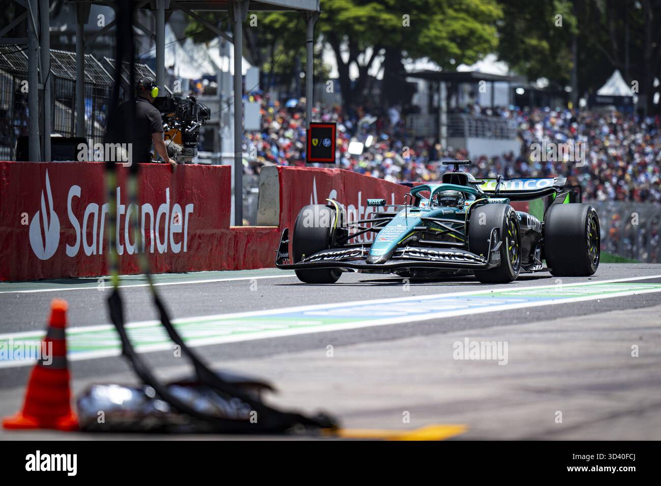 SAO PAULO, BRAZIL - NOVEMBER 07: Lance Stroll driving Aston Martin ...