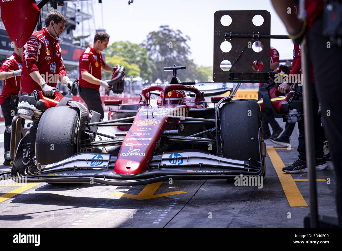 SAO PAULO, BRAZIL - NOVEMBER 07: Charles Leclerc driving Ferrari SF-25 ...