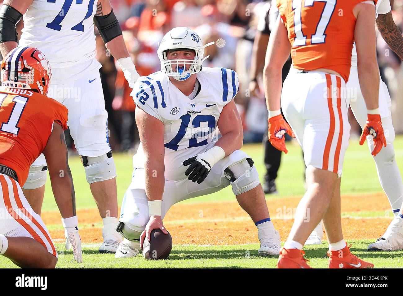 CLEMSON, SC - NOVEMBER 01: Duke Blue Devils offensive lineman Matt ...
