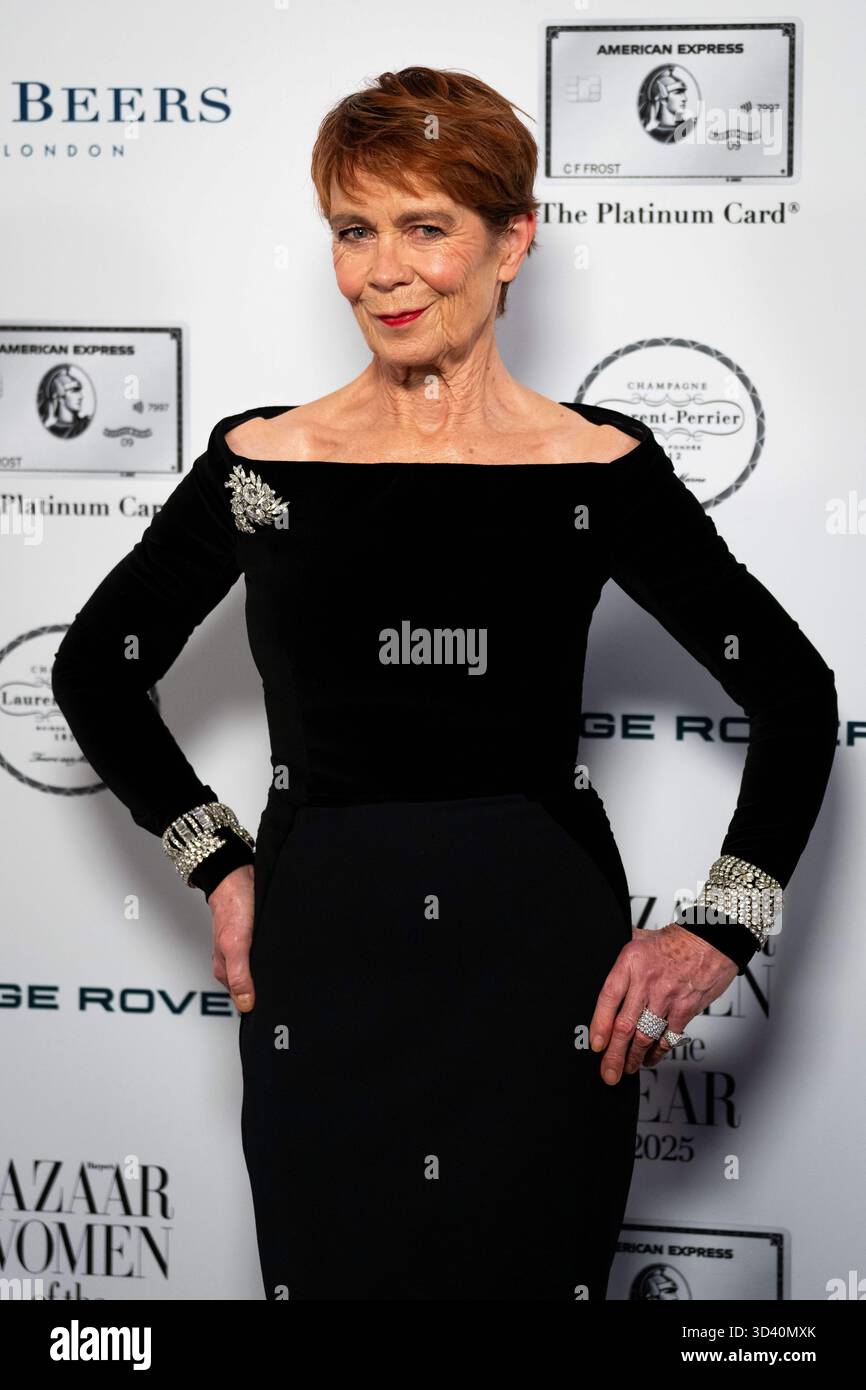 Celia Imrie poses for photographers upon arrival at the Harper's Bazaar ...