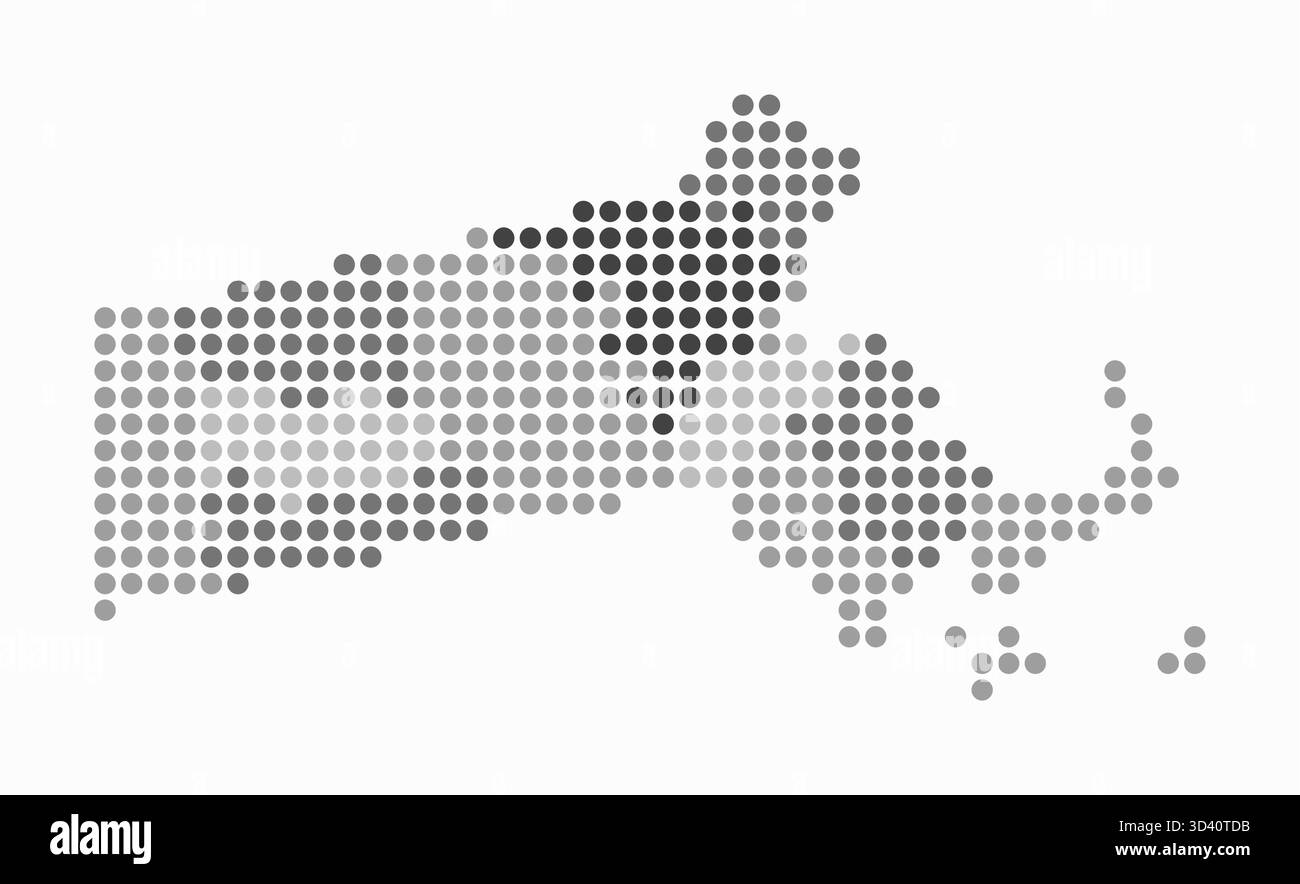 Massachusetts dotted map. Digital style map of the state on a white ...