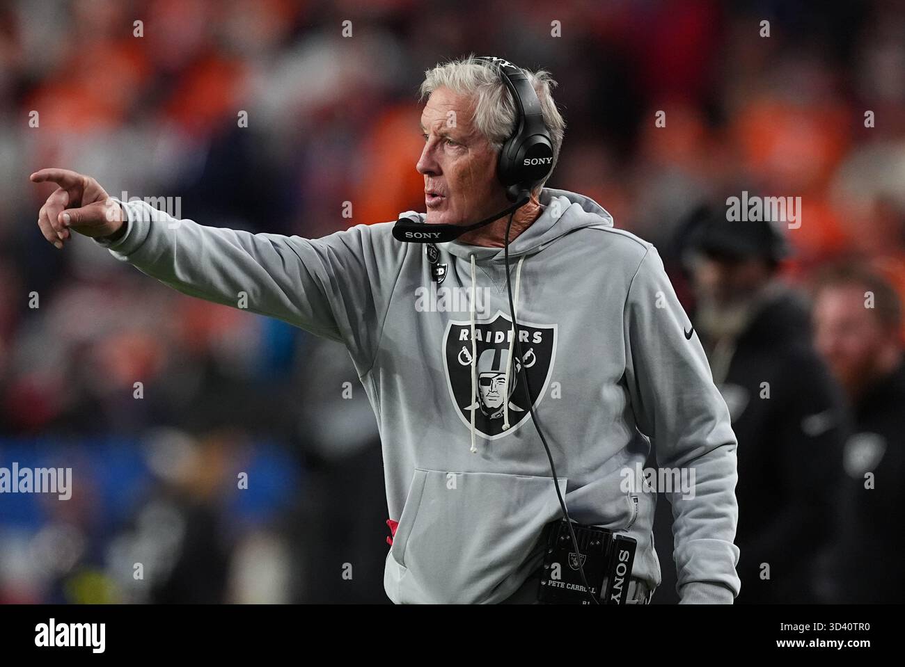 Las Vegas Raiders head coach Pete Carroll in the second half of after ...