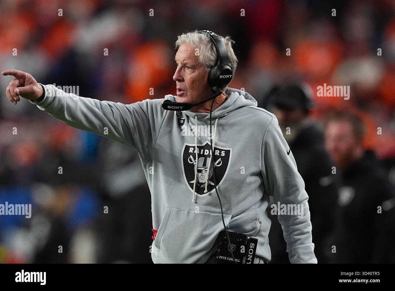 Las Vegas Raiders head coach Pete Carroll in the second half of after ...