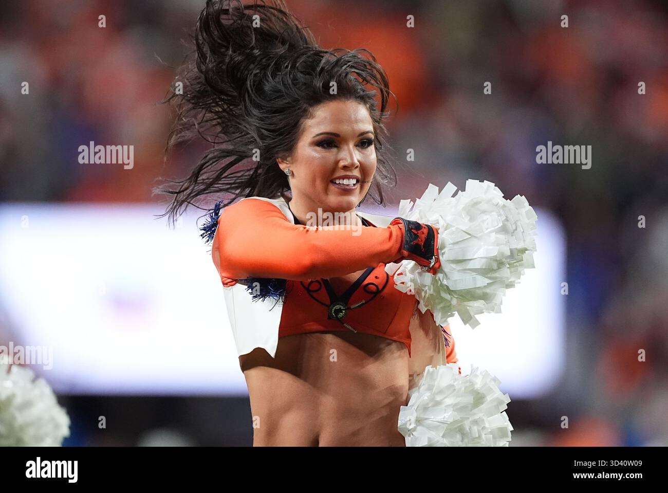 Denver Broncos cheerleader performs in the second half of an NFL ...