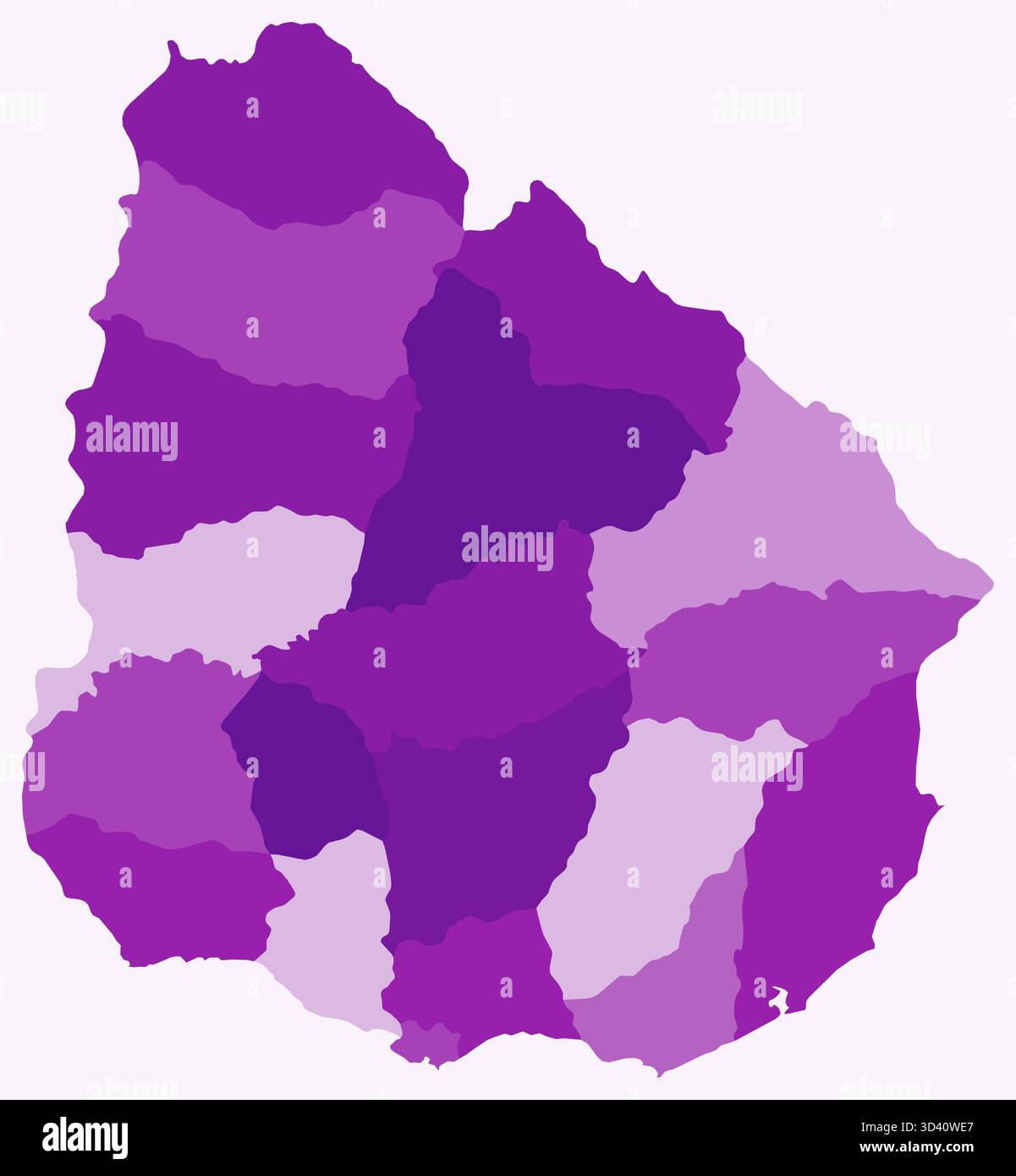 Map of Uruguay with regions. Just a simple country border map with ...