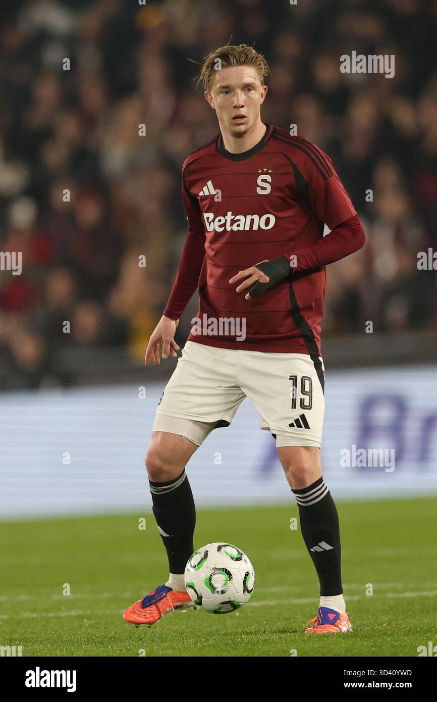 Adam Sevinsky of Sparta Praha seen in action during the UEFA Conference ...
