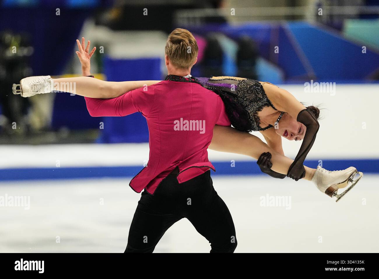 Yuka Orihara and Juho Pirinen, of Finland, perform during the ice dance ...