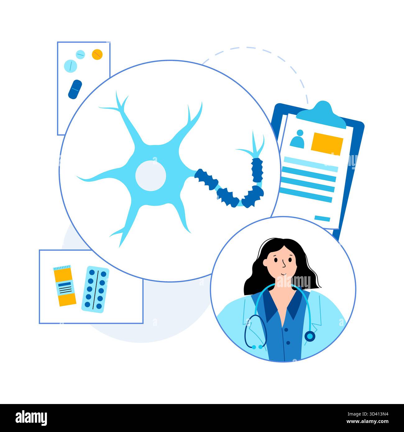 Conceptual illustration of peripheral neuropathy, a type of nerve ...