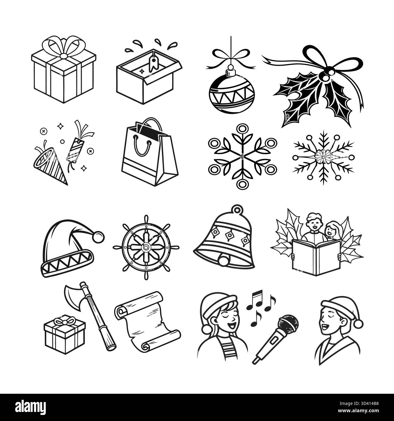 Christmas black vector sticker Cut Out Stock Images & Pictures - Alamy