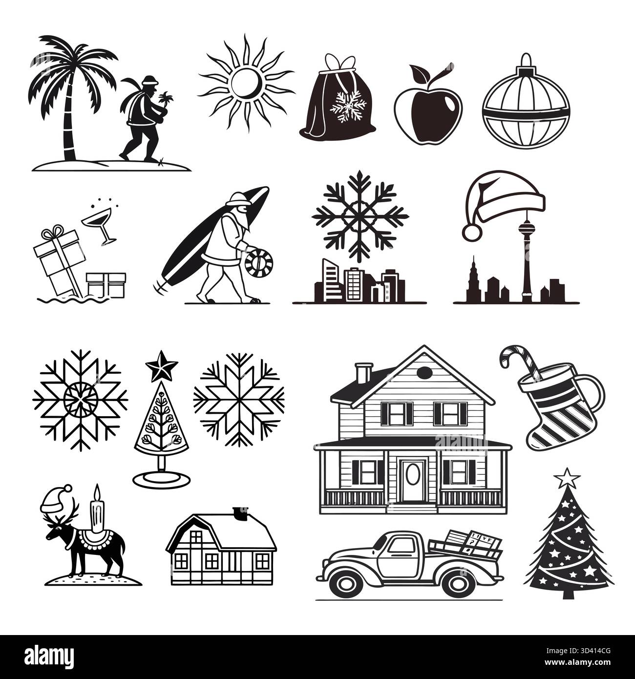 Festive Christmas Doodle Clipart Collection Stock Vector Image & Art ...