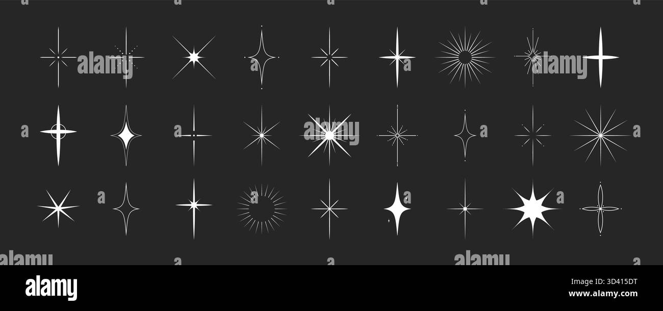 Stars shape set. Twinkle star symbols. Flat Vector illustration ...
