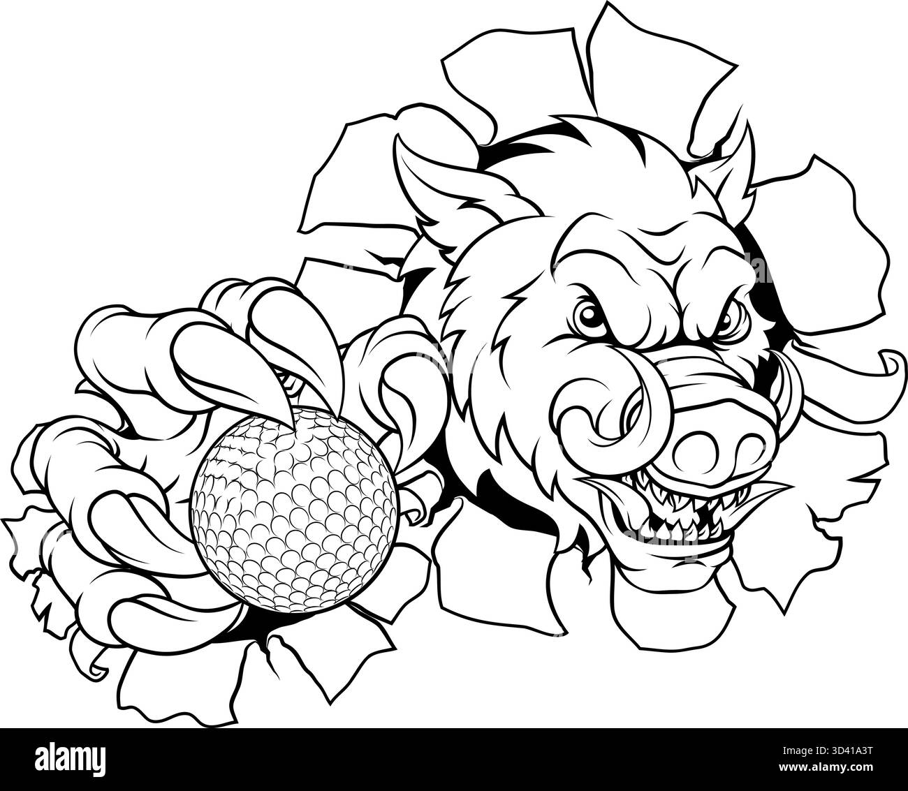 Boar Wild Hog Razorback Warthog Pig Golf Mascot Stock Vector Image ...