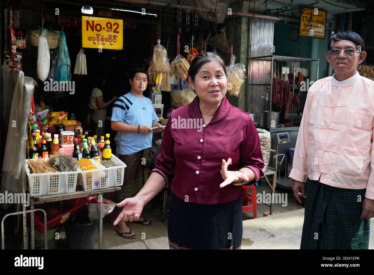 Sandar Min, center, an individual candidate for upcoming election and ...