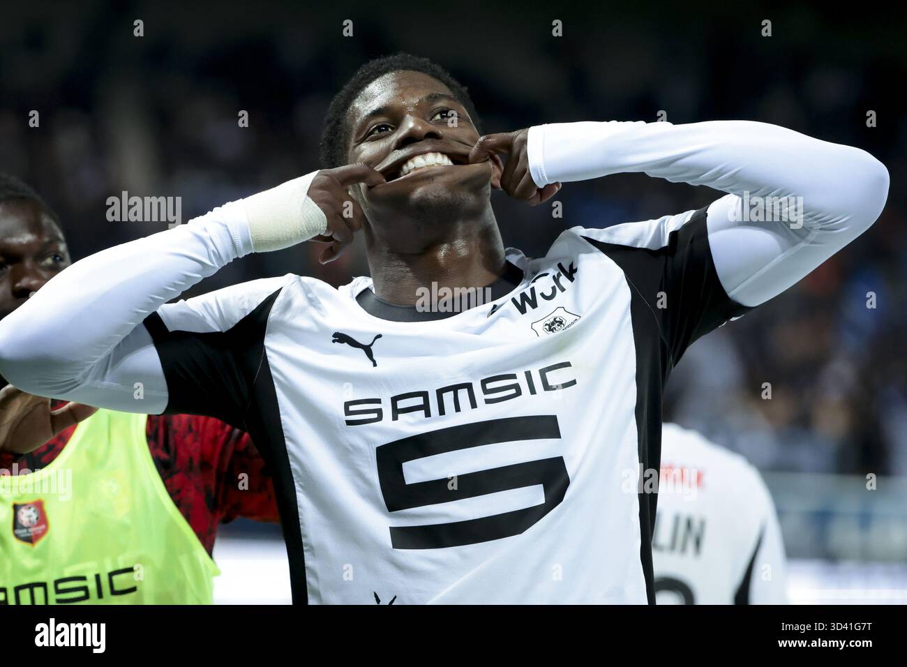 Breel Embolo of Rennes celebrates his goal during the French ...