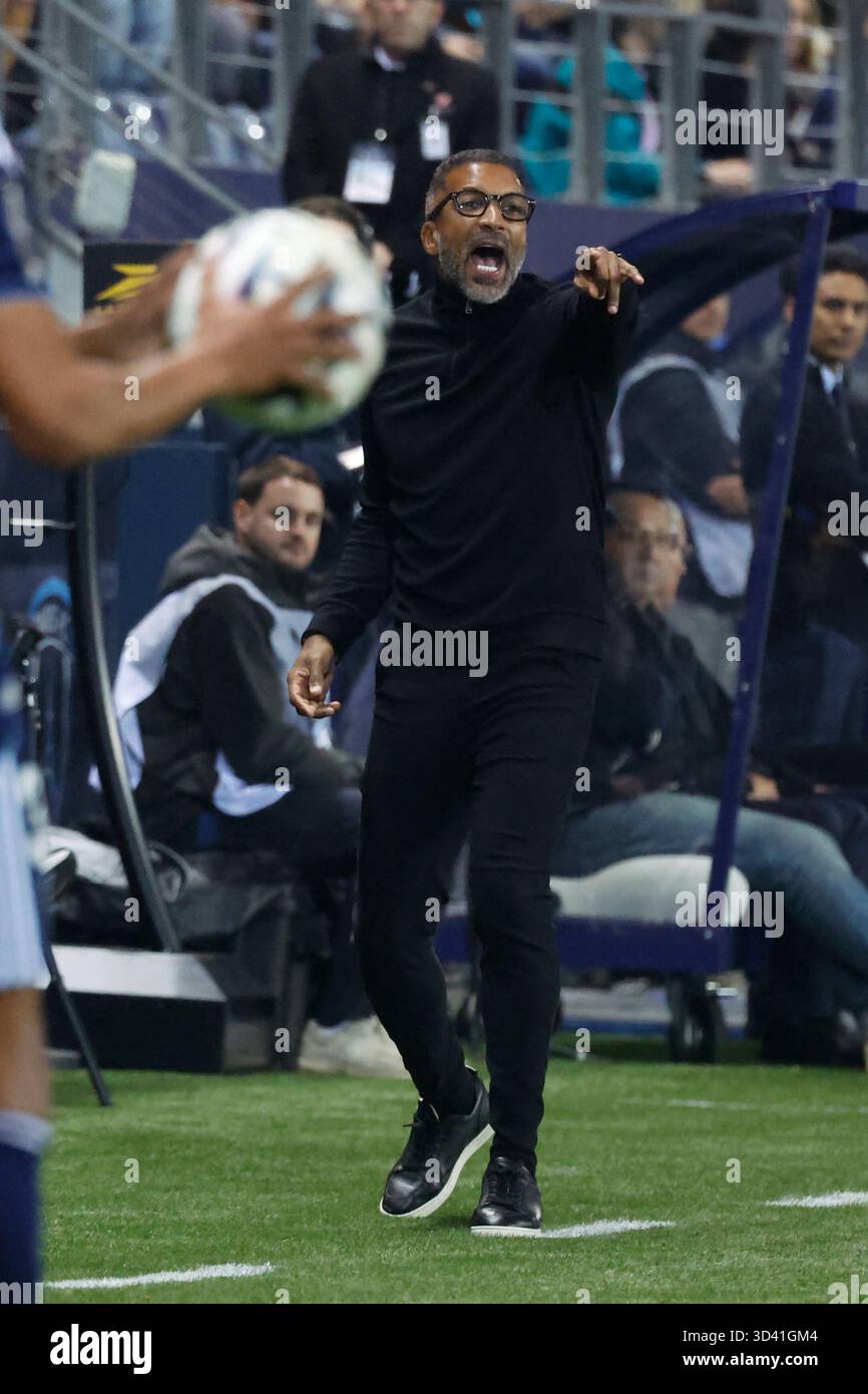 Rennes’s coach Habib Beye during the 2025-26 French soccer League One ...