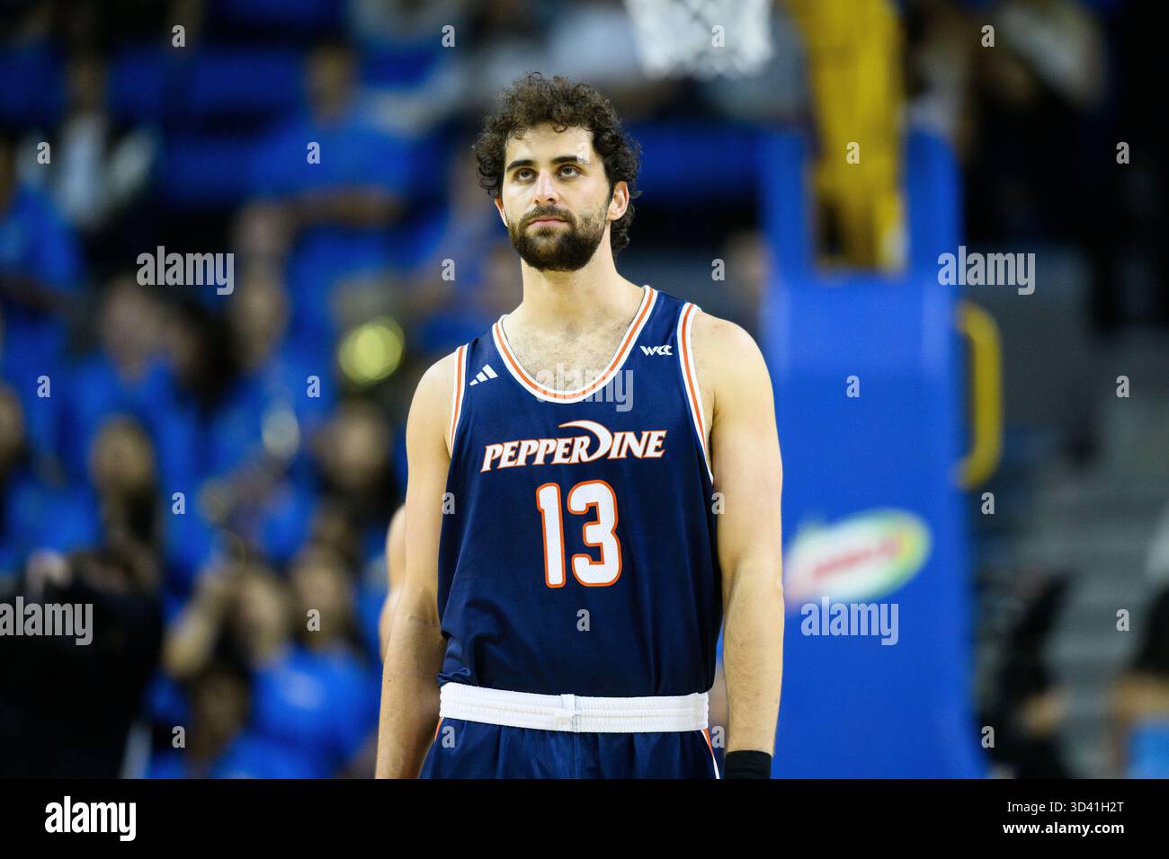 Pepperdine forward Yonatan Levy looks on during the first half of an ...
