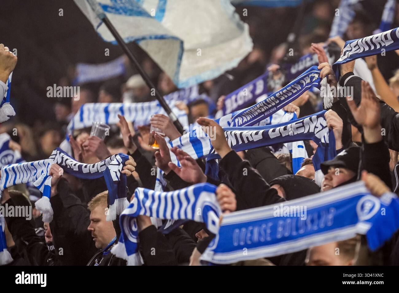 Odense, Denmark. 07th, November 2025. Football fans of Odense BK seen ...