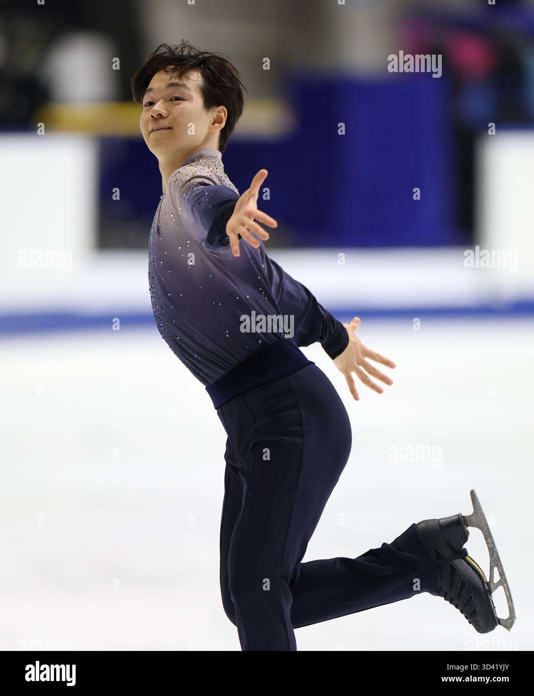 Yuma KAGIYAMA of Japan performs during the Men's Free Skating at the NHK Trophy in the ISU Grand ...