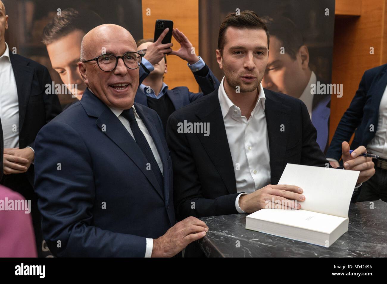 Eric Ciotti attends Jordan Bardella's book signing for “Ce que veulent ...