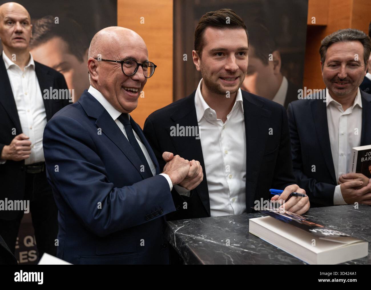 Eric Ciotti attends Jordan Bardella's book signing for “Ce que veulent ...