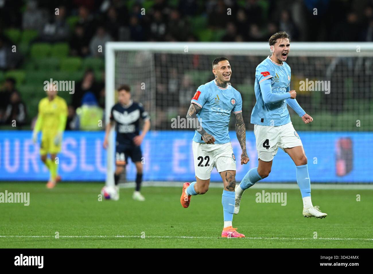 German Ferreyra of Melbourne City (left) and Liam Bonetig of Melbourne ...