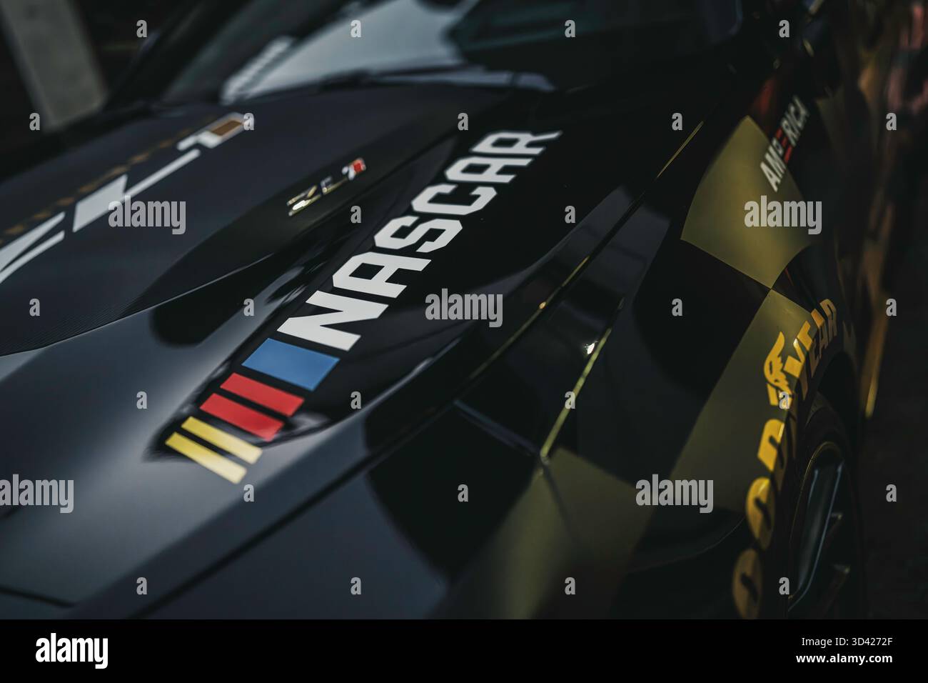 Milan, italy 28 october 2025: black chevrolet camaro zl1 race car ...