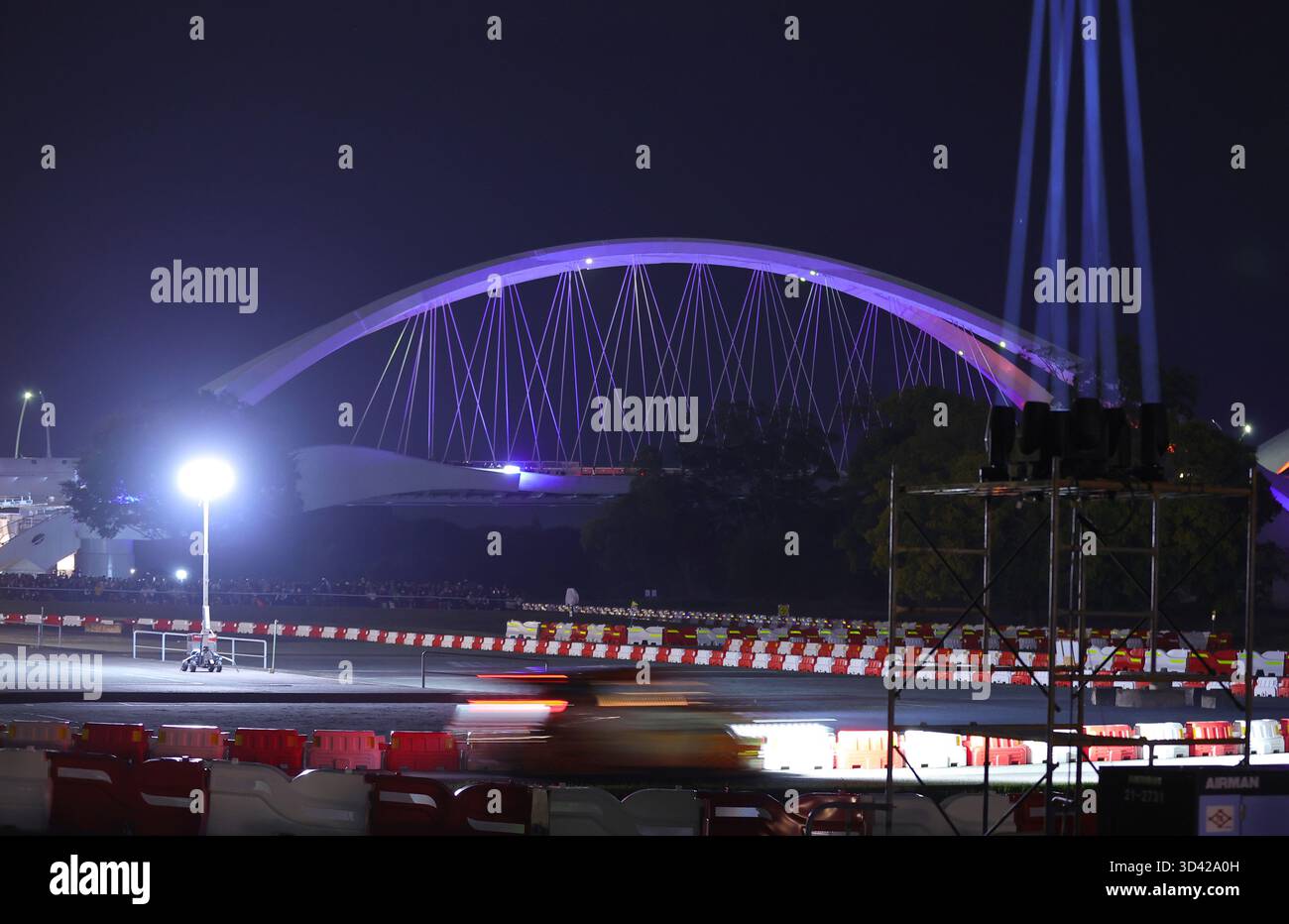 A car drives on the course of Special Stage during WRC Forum 8 Rally ...
