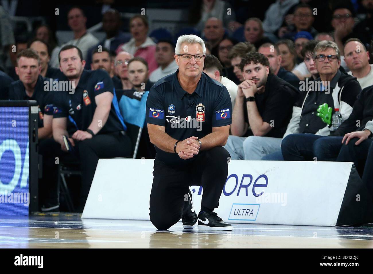 Dean Vickerman coach of Melbourne United looks on during the NBL Round ...